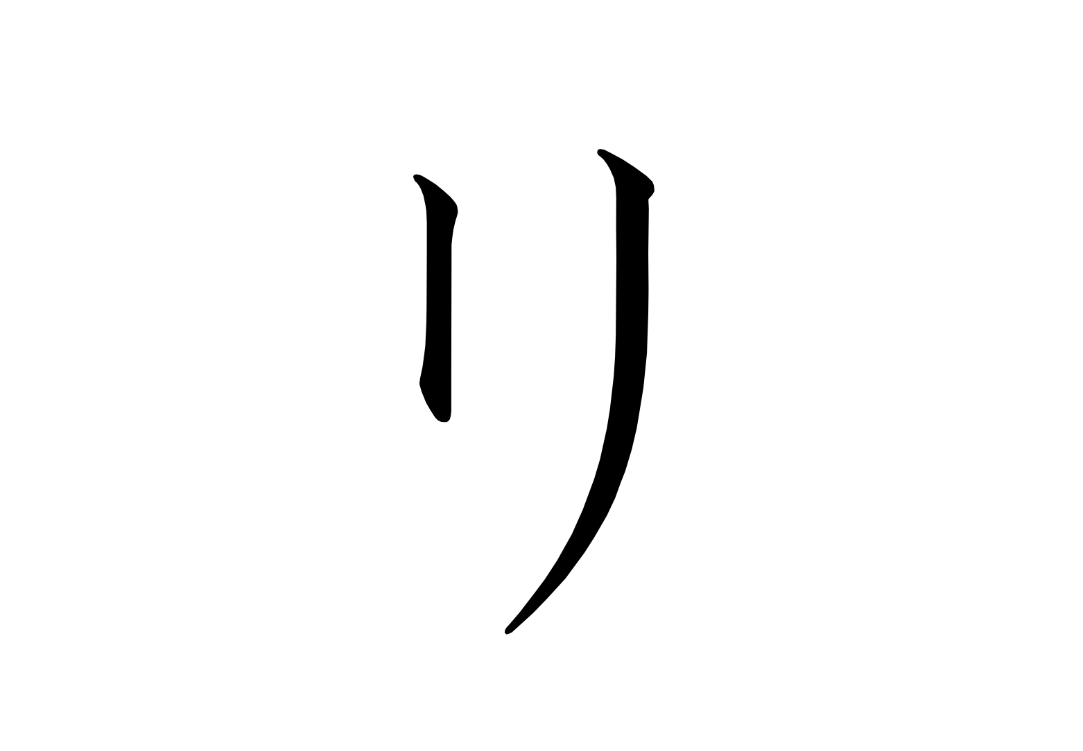 「リ」: Stroke order【Katakana】